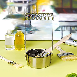 Paint Brush Holder, Stainless Steel Paint Brush Cleaner Detachable Brush Washer Portable Pen Case for Student Art School