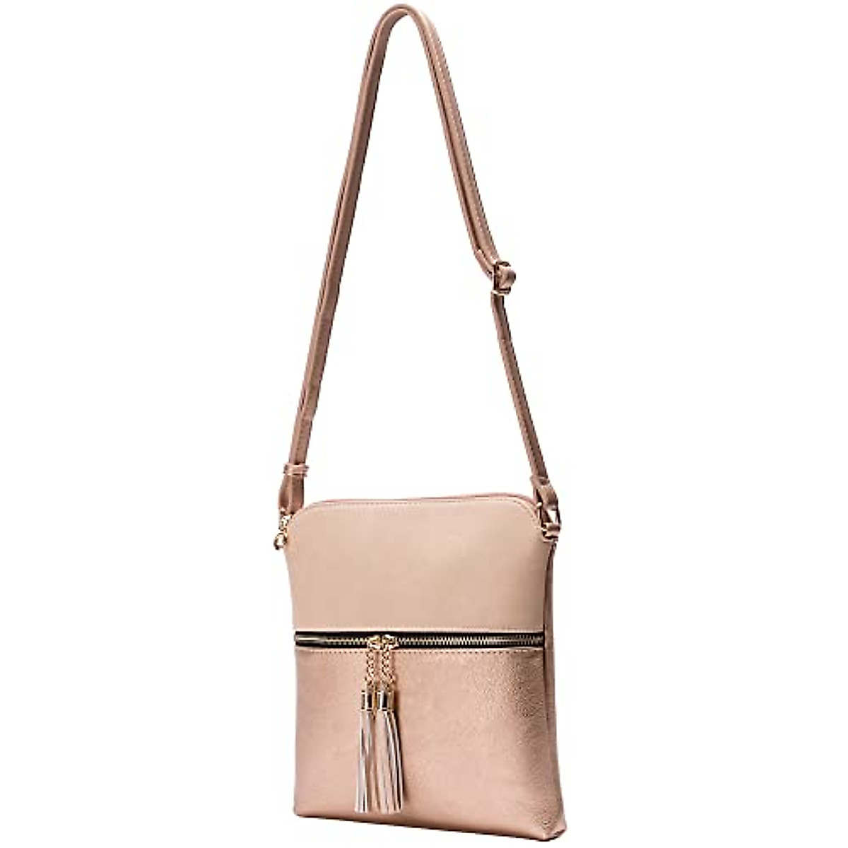 Solene Womens Lightweight Medium Crossbody Purse with Tassel, Perfect Size Crossbody Bags for Daily Use, travel - LP062 (Nude-Rose5)