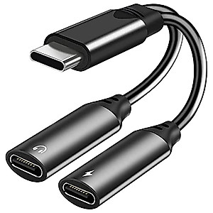USB C Splitter, Dual USB C Headphone and Charger Adapter Support HiFi Music Call 60W Charge for Galaxy S23 S22 S21 Ultra S20Ultra Note 20 10 Ultra, Pixel 7 6 Pro 5 4XL 3 2 XL , iPad/MacBook Pro/Air