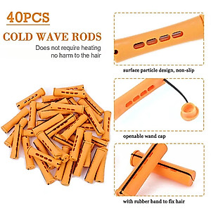 40pcs Cold Wave Perm Rods Set for Women's Long & Short Natural Hair - Plastic Orange Rollers for Curling and DIY Hairdressing