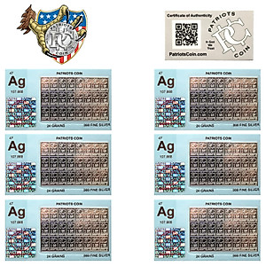 Pure Silver Bullion Bar Divides to 24 One Grain Bars .999 Fine Silver Snaps Apart to Individual 1 Grain Ingots (6)