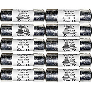 Pack of 10 Fuses 30A in-Line PV 30 Amp 1000V DC [10 x 38mm] fusible CE Certified UL | Photovoltaic Fuses for Solar Panel Protection