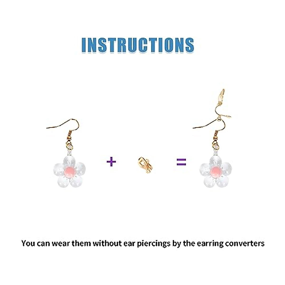 WeKen Women Girls Hair Bow Clip+Pink Ba-bie Flower Necklace Earrings Set Girls Costume Dress Up Accessories for Girls Women 3 Piece (Wig not Included)