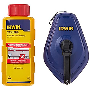 IRWIN STRAIT-LINE Chalk Line, Speedline Reel, Red, 100 ft. (1932885),2 Piece Set