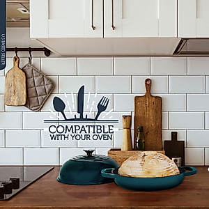 Potted Pans Dutch Oven for Sourdough Bread Baking - 10 Inch Enameled Cast Iron Bread Cloche for Homemade Bread Boule Loaves - Artisan Bakers Ceramic Coated Loaf Pan for No Knead Breads