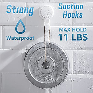 VELMADE Shower Suction Cup Hooks 4 Pack, Heavy Duty Towel Hanger for Shower, Wall Mounted Strong Hanging Suction Cup Hooks No Drilling, Removable Suction Cup Hooks Waterproof, White