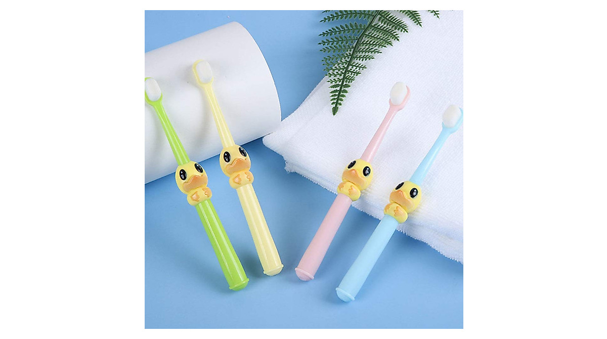 TOYANDONA Cartoon Duck Toothbrushes for Kids - 4pcs Set