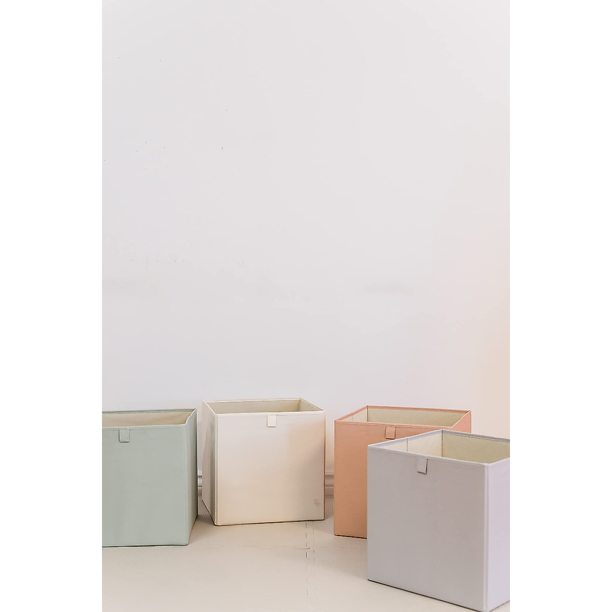 3 Sprouts Recycled Fabric Cube Storage Bin - 13 Inch Collapsible Organizer for Cube Shelving Systems, Kids Cubby Bins - Clay