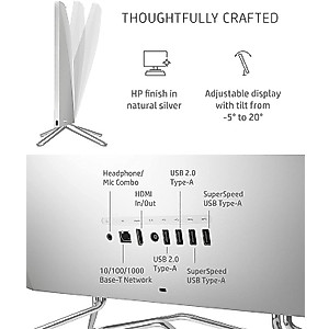 HP 2021 All-in-One Desktop, 27" Full HD Touchscreen, 11th Gen Intel Core i7-1165G7 Processor, 16GB RAM, 512GB PCIe SSD + 1TB HDD, Intel Iris Xe Graphics, Windows 10 Home, KKE Mousepad