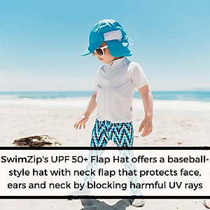 SwimZip Sun Hat with Neck Flap | UPF 50+ Protection for Baby, Toddler, and Kids Aqua