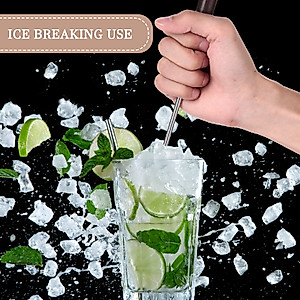 4 Pcs Lewis Bag and Ice Mallet Set, 11.8 x 7.9 Inch Reusable Canvas Crushed Ice Bags with Wooden Handle Ice Hammer Ice Crushers Stainless Steel Ice Pick with Safety Cover for Bar Bartender Tools Kit