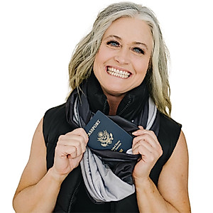 WAYPOINT GOODS Infinity Scarf with Pocket - Stylish and Lightweight Pocket Scarf for Women with Hidden Zipper for Passport, Wallet, and Other Travel Accessories