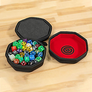 GeekOn Protective Dice Case with Foam Padding and Nesting Felt Dice Tray for Board Games and RPGs - Holds up to 75 dice! (Black)