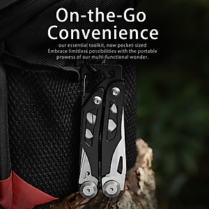 TLONER, ARES Series 12-P Pocket Size Multitool with Premium Stainless Steel Pliers, Short Dagger，Black Luxury Gift Box