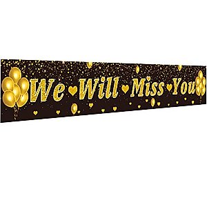 Ushinemi We Will Miss You Banner, Farewell, Going Away, Goodbye, Retirement Party Decorations, 9.8x1.6 Feet
