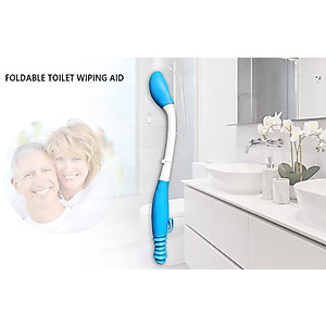 JJHREI Foldable Long Reach Comfort Butt Wiper - Self Wipe Assist Toilet Aid Wiping Wand Bottom Wiper - Ideal Daily Living Bathroom Aids for Limited Mobility