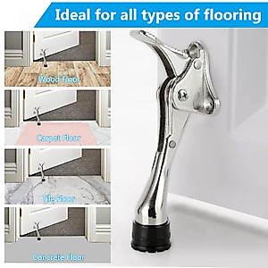 FVIEXE 6 Packs Door Stoppers, Metal Doorstop Door Holder Kick Stopper Commercial Kickdown Door Stops, Door Stop for Bottom of Door with One Touch and Rubber Tip Kickstand Replacements