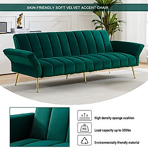 TTGIEET 75'' W Modern Velvet Sofa Couch，Mid Century Loveseat Living Room Furniture with Golden Legs, Tufted Upholstered Love Seats for Small Space, Apartment, Bedroom, Office （Green）