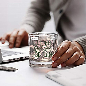 Let the Good Times Be Gin - Gin Glasses - Funny Lowball Glasses - Drinkers Gifts For Men Women - Liquor Glasses - Bar Gifts For Men - Rocks Glasses - Cocktail Glasses - 11 oz Gin And Tonic Glasses