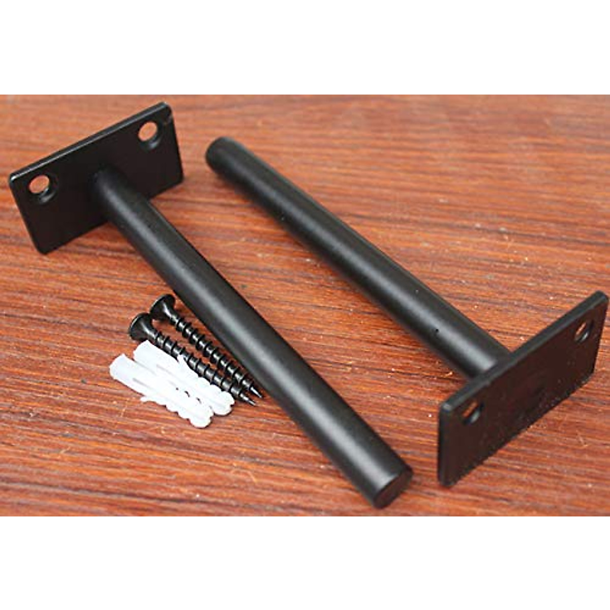 16 Pcs 5" Black Solid Steel Floating Shelf Bracket Blind Shelf Supports - Hidden Brackets for Floating Wood Shelves - Concealed Blind Shelf Support – Screws and Wall Plugs Included