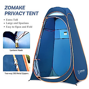 Pop Up Shower Tent,Portable Privacy Changing Tent,Instant Camping Dressing Bathroom Potty Tent for Camping Hiking Toilet Beach Picnic Fishing with Carrying Bag,6.9 FT Tall,by Zomake(RoyalBlue)