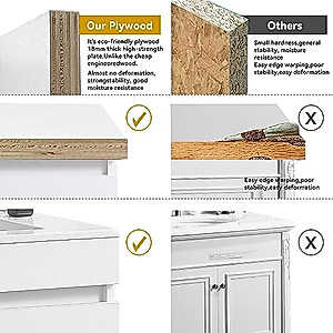 NOTOP 24" Floating Bathroom Vanity with White Ceramic Sink Comb, Modern Undermount Solid Wood Two Soft Close Doors Wall-Mounted Cabinet Set for Small Space Saver Organizer, 24IN