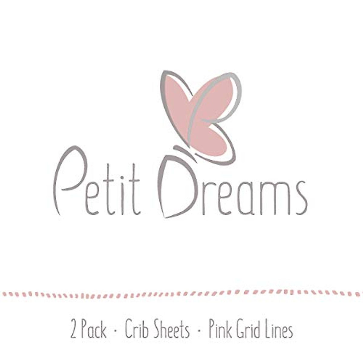 Petit Dreams Crib Sheet Jersey Knit Cotton for Baby Girl Fits Standard Size Crib Mattresses, Dotted Stripes & Grid Lines, (Pack of 2)