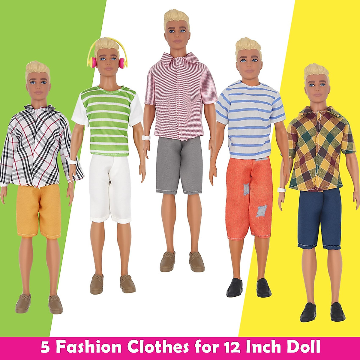 EuTengHao 30Pcs Doll Clothes and Accessories for 12 inch Boy and Girl Doll Includes 12 Set Wear Clothes Jeans and Wedding Dresses Tandem Bike Glasses Dog Bag and Colorful Balloons for 12 Inch Dolls