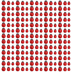 200 Pcs Mini Wooden Ladybugs Stickers with 3 Sizes for Fairy Garden Home Decor