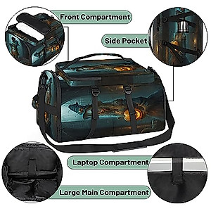 Halloween Witch Watercolor Painting（01） Gym Duffle Bag for Traveling Sports Tote Gym Bag with Shoes Compartment Water-resistant Workout Bag Weekender Bag Backpack for Men Women