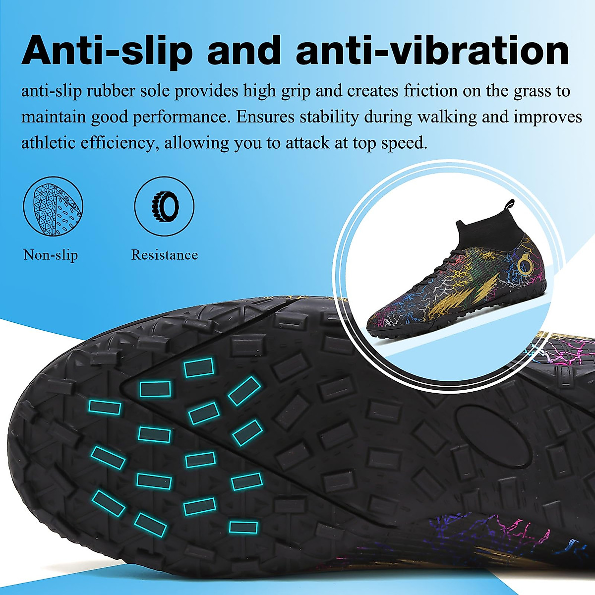 Indoor Soccer Cleats Football Cleats Mens Women Football Shoes Tacos de Futbol para Hombre Guayos de Fútbol Zapatos para Futbol para Hombres Turf Cleats High Top Futsal Soccer Shoes TF