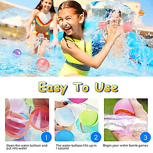 Reusable Water balloons, Self-Sealing Quick Fill Water Bomb for Boys & Girls, Silicone Refillable Water Balloons for Kids Adults Water Games Outside Summer Fun Party