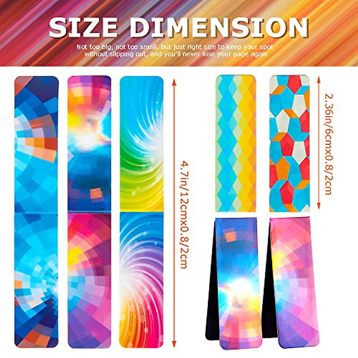 36 Pieces Optical Magnetic Bookmarks Laminated Magnet Book Markers Colorful Magnetic Page Clips Bookmarks for School Office Teacher Student Classroom Stationery Supply, 18 Designs