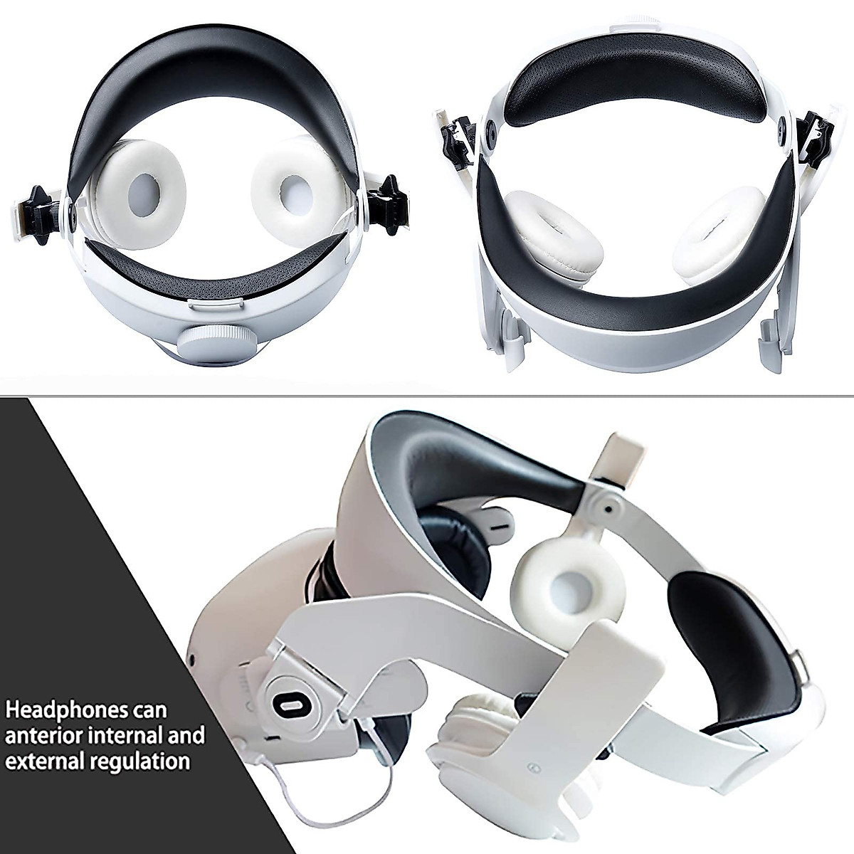 HUAYUWA Virtual Reality Relieve Pressure Head Strap with Headphones Headset Fit for Oculus Quest 2 VR Glasses Accessories