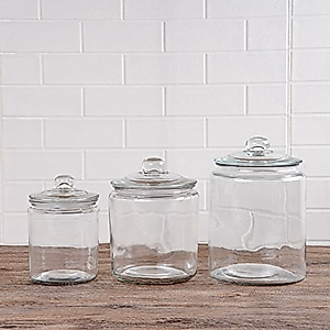Restaurantware Vetri 1.6 Gallon Glass Storage Jar 1 Dishwashable Glass Cookie Jar - Airtight Seal Wide Opening Clear Glass Candy Jar Knob Handle Lid For Kitchen Laundry Or Storage