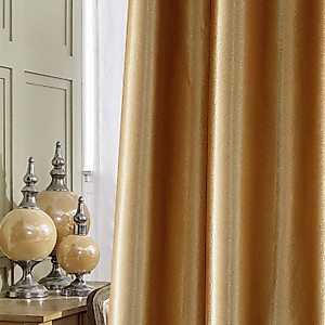KoTing Gorgeous Solid Blackout Golden Curtain Drape for Bedroom 1 Panel Grommet Top (1Panel 50Wx84 L)