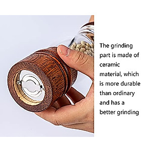Funly mee 8.5inch Acrylic and Wooden Salt and Pepper Grinder Set, Manual Pepper Mill Sets Salt Grinder, Adjustable Coarseness - 2 Pack