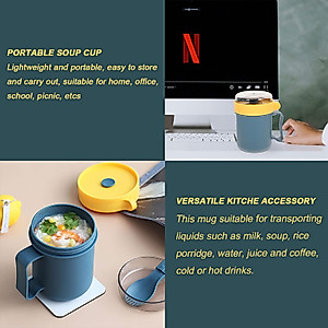 SUNSHNO Soup Mug,18 Ounce Microwave Soup Cups with Lid Allows Food Flasks Oven Milk Cup Food Jar Container for Noodles, Hot Cereal and More in a Single Container-（Yellow）