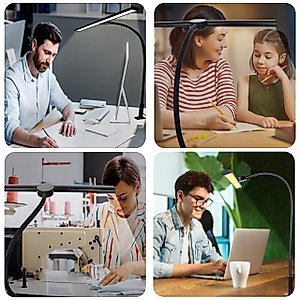 Frkaiuza LED Desk Lamp, Architect Desk Lamps for Home Office, Eye-Caring Clamp Lamp with Gooseneck,18W LED 3 Modes 6 Brightness, Modern Desk Light for Monitor Studio Reading, Remote and Touch Control