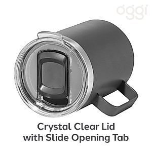 OGGI ThermoMug Stainless Steel Insulated Mug- Double Wall Vacuum Insulated w/Handle & Lid, Coffee Cup, Camping Mug, Travel Thermos, 14oz(420ml), Daisy