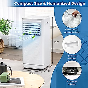 SIMOE 10000 BTU Portable Air Conditioners, Portable AC Unit with Cool, Dehumidifier & Fan Modes, Cools up to 350 Sq. Ft, Room Air Conditioners with Remote Control, 24 Hour Timer, Installation Kit