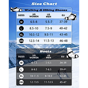 11 Spikes Crampons, Upgraded Version Stainless Steel Anti-Slip, Ice Cleats Traction Grips for Hiking Shoes and Boots, Safe Protect for Hiking Fishing Mountaineering Walking,Black,Large