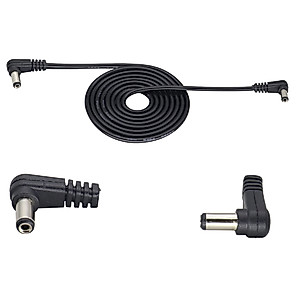 HCFeng Double Elbow DC 5.5mm x 2.1mm Cable DC 5.5mm x 2.1mm 90 Degree Right Angle Male to Male Power Adapter Cable for CCTV Surveillance Security Camera LED Strip DVR (22 AWG)[2 Pack/ 5ft]