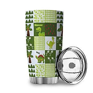 Tumbler Cartoon Dinosaur Tree Stainless Steel Coffee Travel Mug With Flip Lid Leak Proof Travel Tumbler Hot And Cold Drinks Thermal Cup Tea Wine Cups For Office Cartoon Dinosaur Tree 20oz