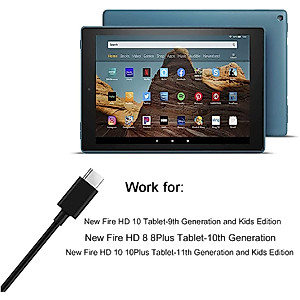 6.5ft USB Fast Charge Compatible with New Fire HD 8 10 Tablet,Fire HD8,Fire Hd10 Plus and Kids Edition, Kids Pro-2020,2021,Black…
