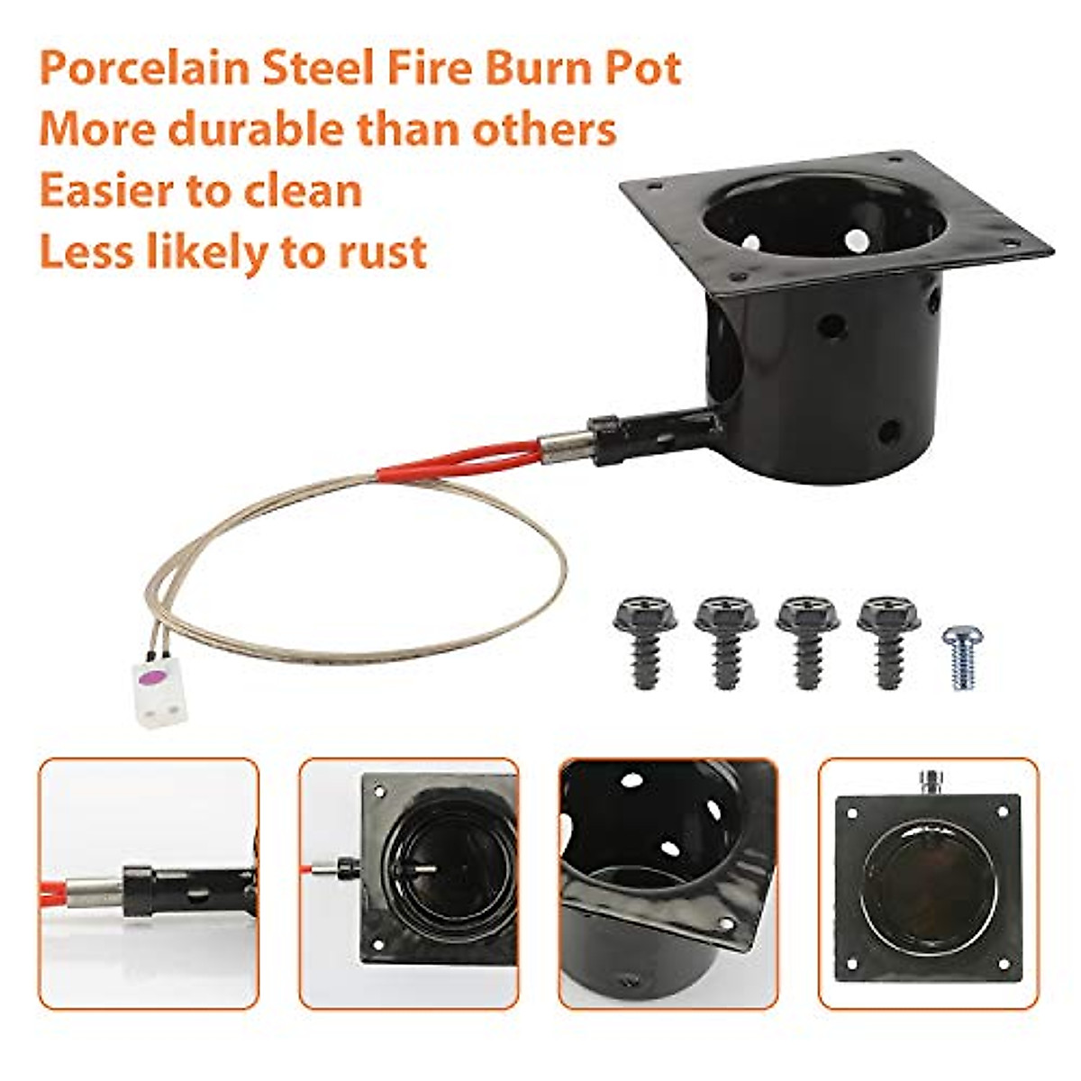 Unidanho Fire Burn Pot and Hot Rod Ignitor,Auger Motor,Grill Induction Fan Kit,Replacement Parts with Screws and Fuse for Pit Boss and Traeger Wood Pellet Grill