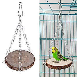 Hamster Wood Hammock Parrot Swing Toys Bird Perch Hamster Squirrel Wood Hanging Cage Chain Decoration