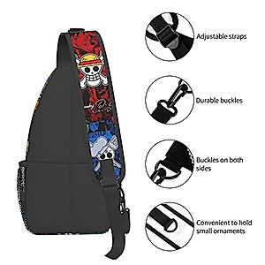 HAIROURI Japanese Anime Crossbody Sling Backpack Shoulder Bag For Women Men Boys Girls Skull Chest Sling Bag Multipurpose Crossbody Shoulder Bag Travel Hiking Daypack-A1