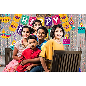 Joy Bang Diwali Decorations, Happy Diwali Banner, Deepavali Hanging Swirls, Indian Festival of Lights Party Decor, Hindu Diwali Greeting Party Supplies, Diwali Decor