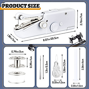 Handle Mini Sewing Machine Portable Hand Held Sewing Device Electric Mobile Knitting Machine with Sewing Kit Quick Stitch Tool Craft Supplies for Beginners Adults DIY Craft Clothes Fabric Stitching
